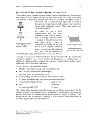 Lab 12 heat engines and 1st law | PDF