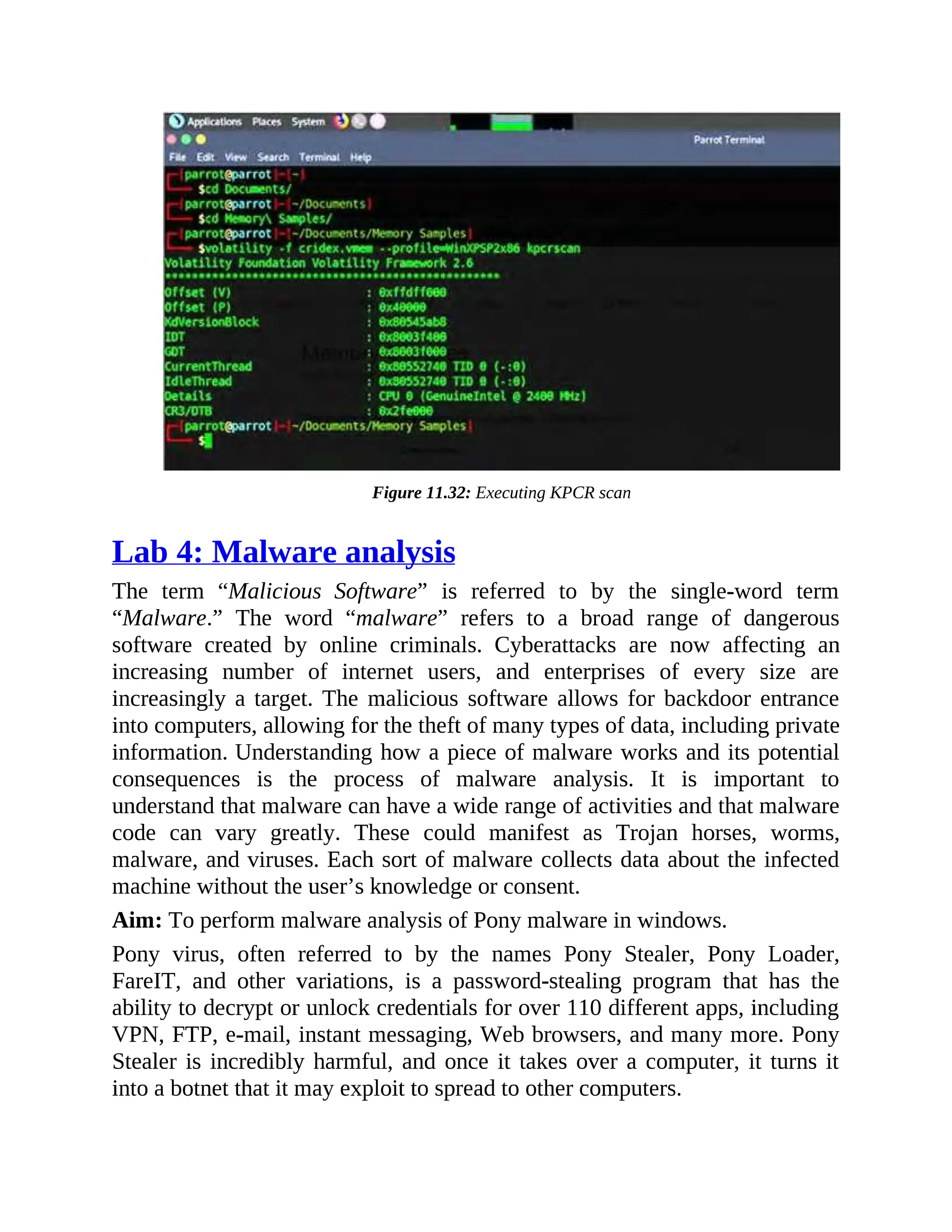 Digital Forensics Lab Experiment 13 Memory Forensics | PDF