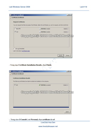 Lab 18 active directory certificate services | PDF