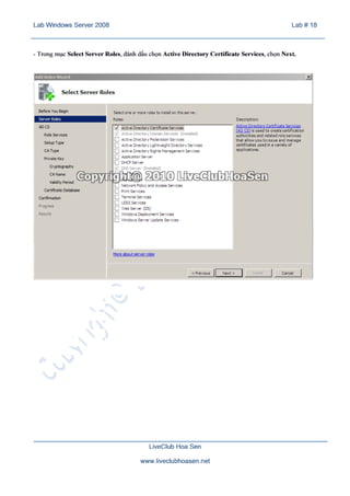 Lab 18 active directory certificate services | PDF