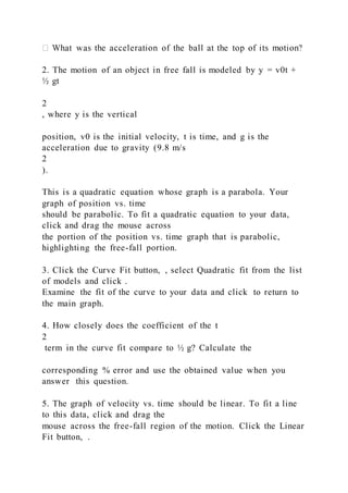 Lab 1 ball toss data analysis (physics with vernier experimen | DOCX