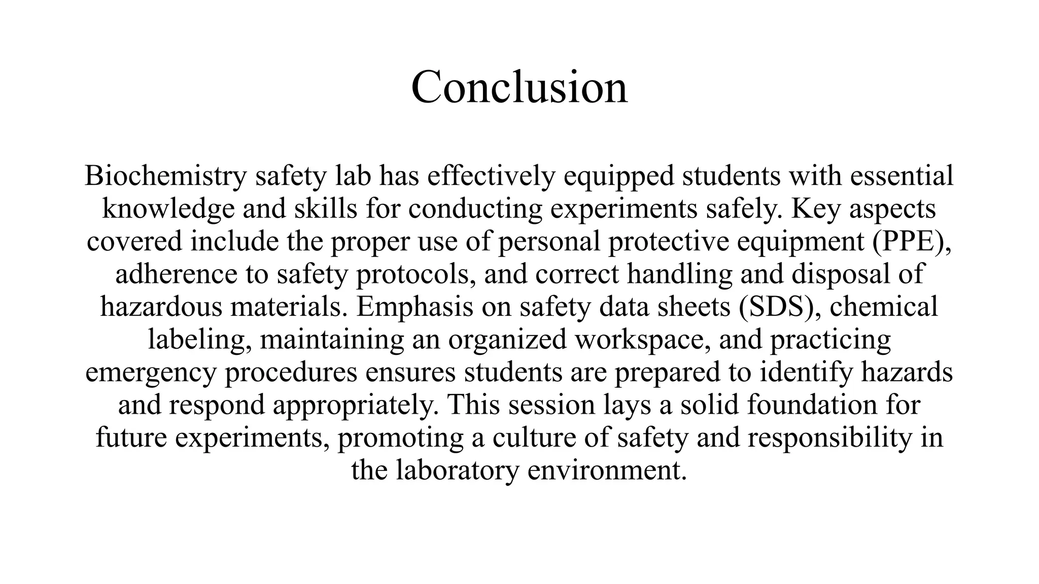 GBSN - Biochemistry (Lab 1) Biochemistry Lab Safety Procedures | PPTX