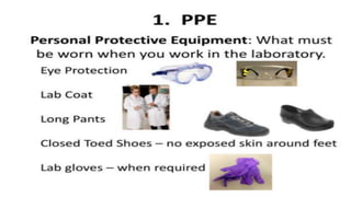 GBSN - Biochemistry (Lab 1) Biochemistry Lab Safety Procedures | PPT