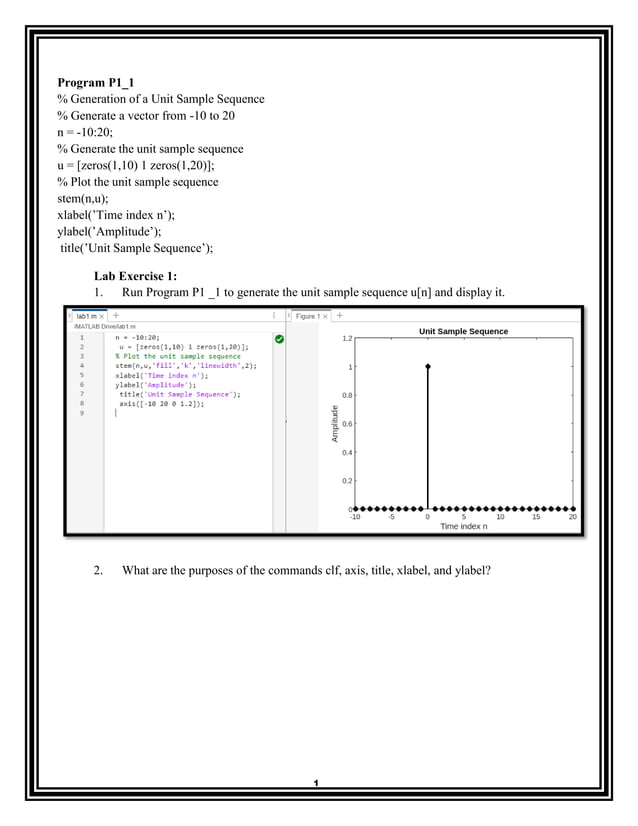 Lab 1 digital signal processing in matlab | PDF