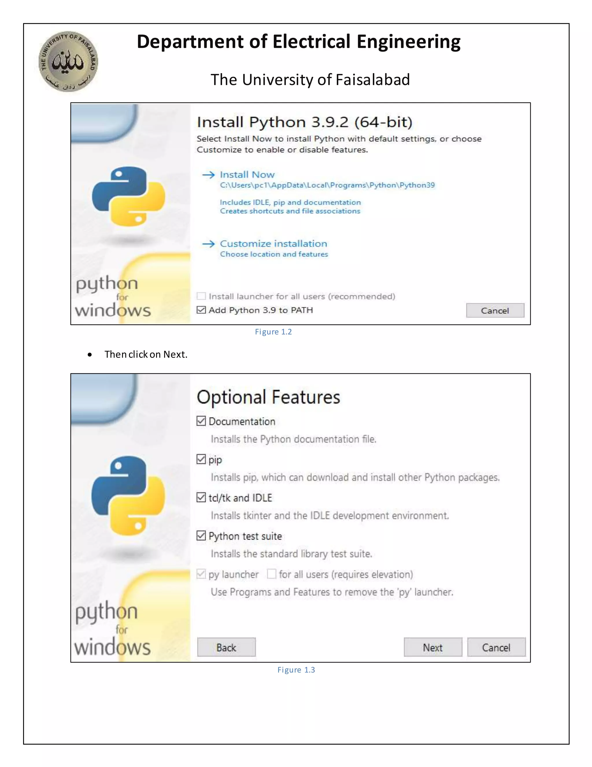 Lab (1) installation of python | DOCX