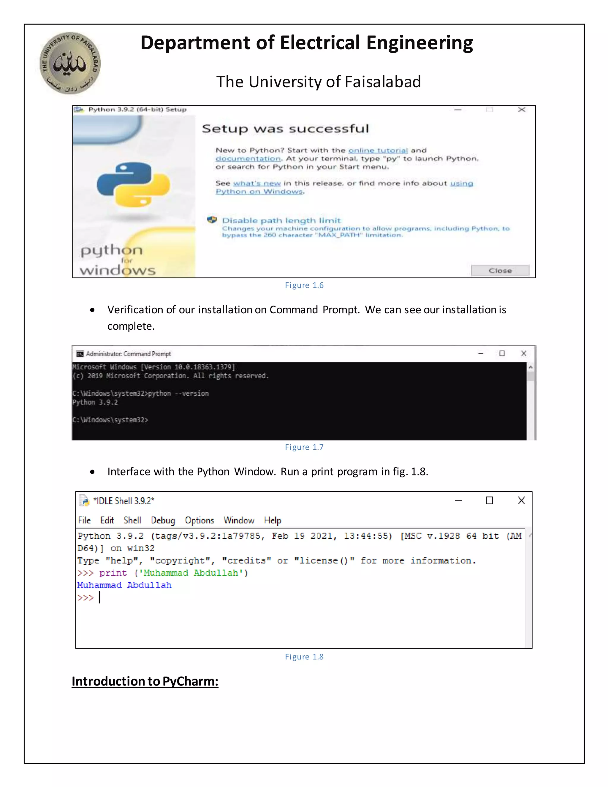 Lab (1) installation of python | DOCX