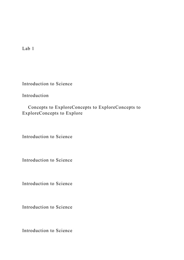Lab 1 Introduction to Science Introduction .docx