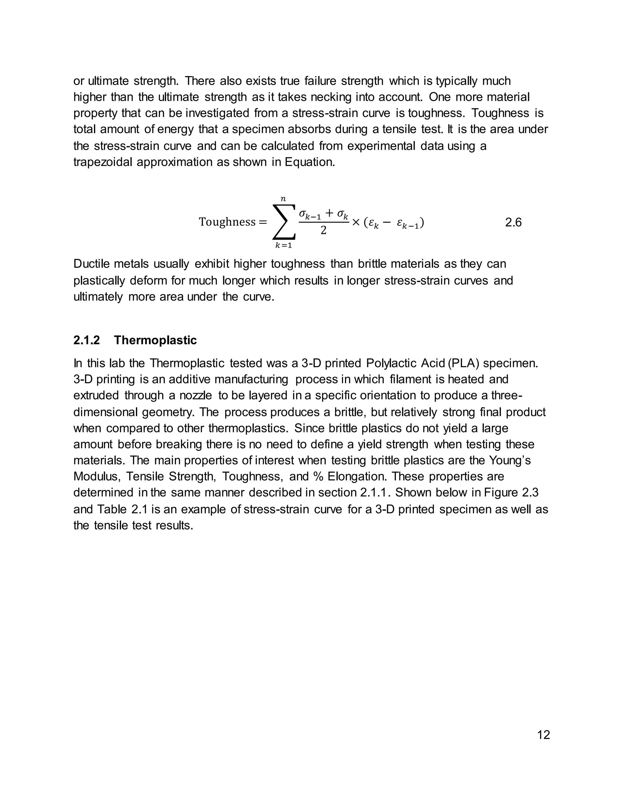 1018 Steel and PLA Tensile Test and Hardness Report | DOCX