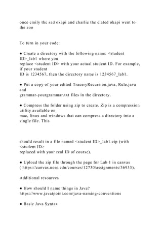 Lab 1 Recursion Introduction Tracery (tracery.io.docx