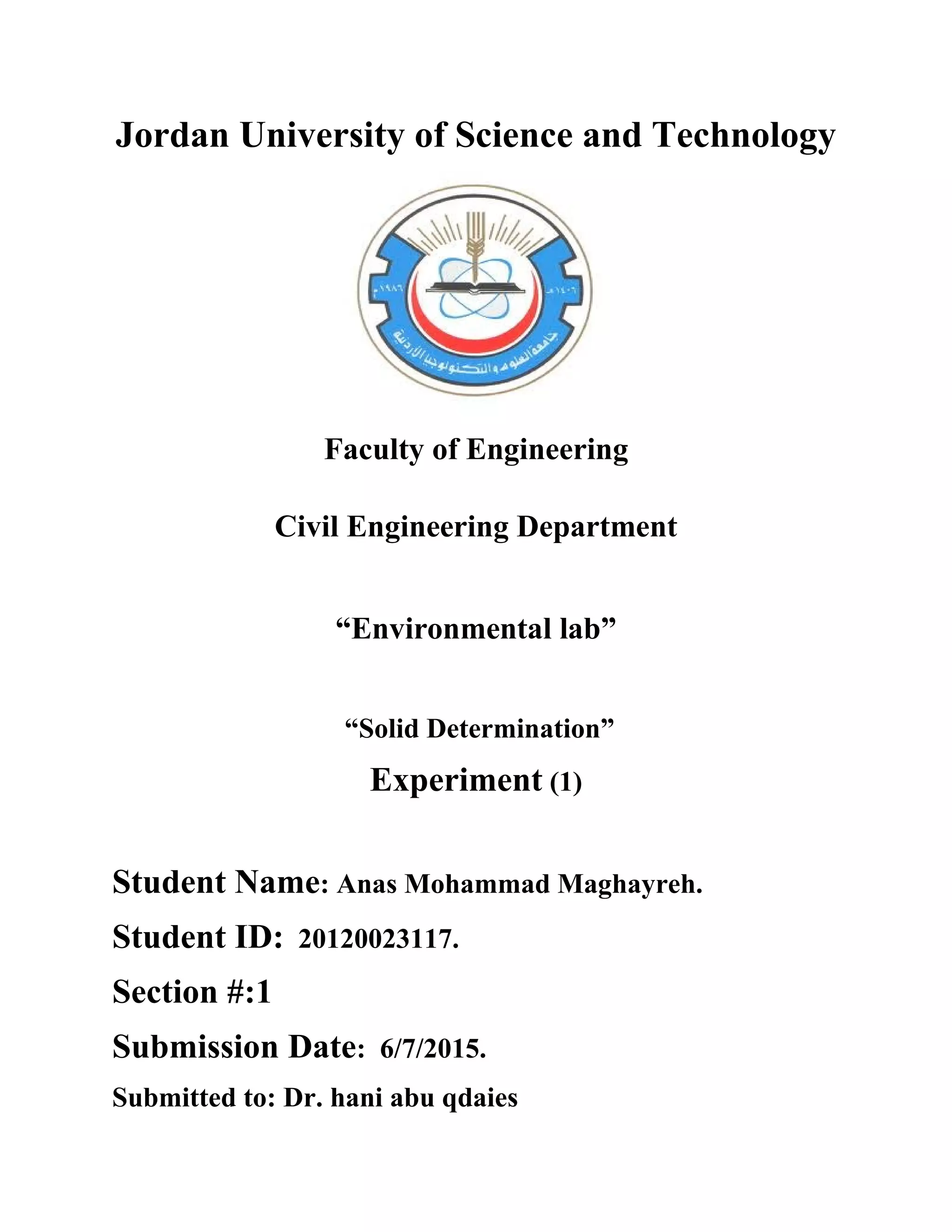 Lab 1 solid determination | PDF