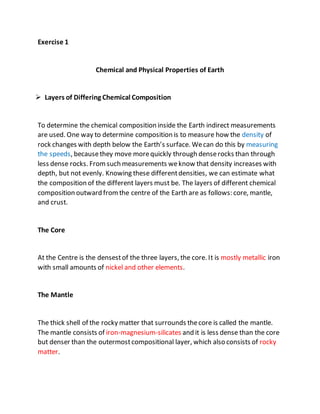 Chemical and Physical Properties of Earth's Layers and the Tectonic ...