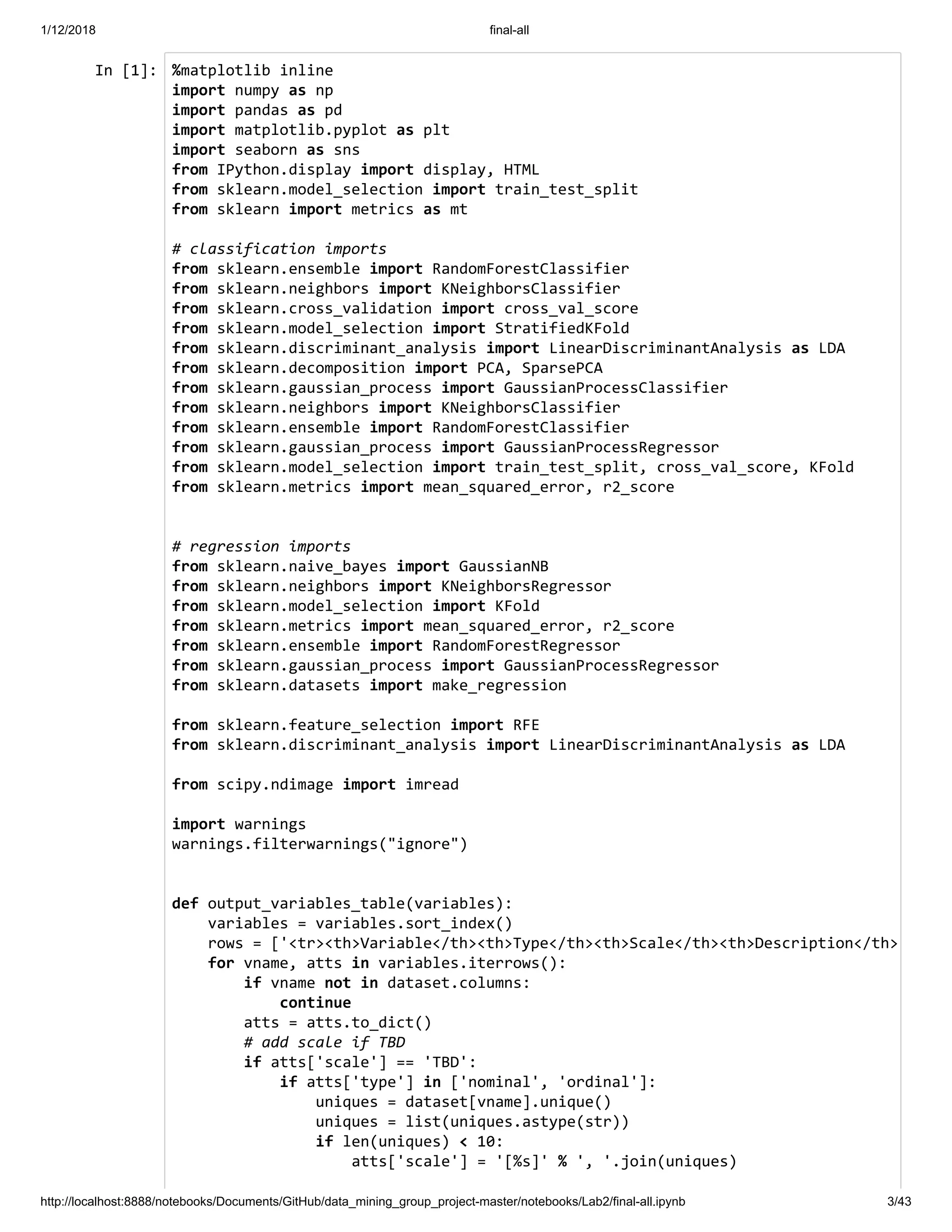 Lab 2: Classification and Regression Prediction Models, training and ...