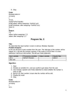 C programming Lab 2 | DOCX