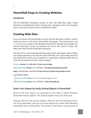 WINDOWS ADMINISTRATION AND WORKING WITH OBJECTS : PowerShell ISE | PDF