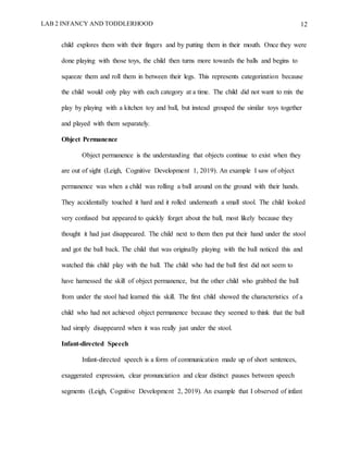 HDFS 2950 Infancy and Toddlerhood Lab Report | PDF