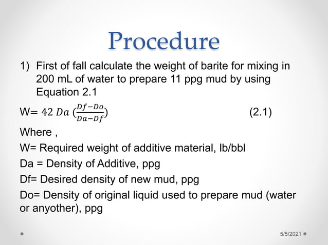 Lab 2 preparation of drilling mud of desired density. | PPTX | Geology ...