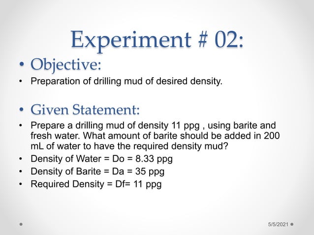 Lab 2 preparation of drilling mud of desired density. | PPTX | Geology ...