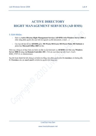 Lab 20 active directory right managment services (ad rms) | PDF