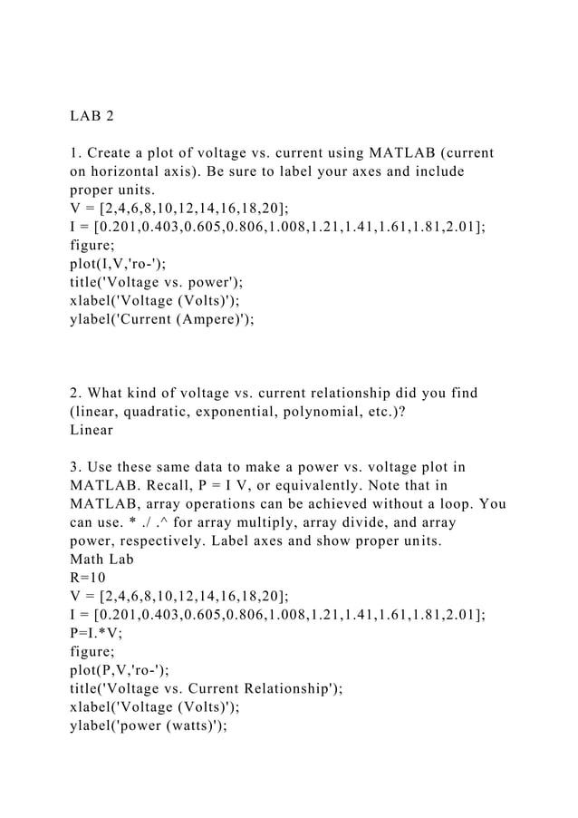 LAB 21. Create a plot of voltage vs. current using MATLAB (cur.docx