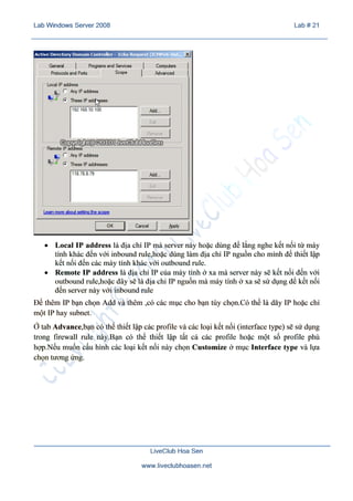 Lab 21 windows firewall with advanced security | PDF