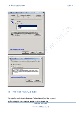 Lab 21 windows firewall with advanced security | PDF