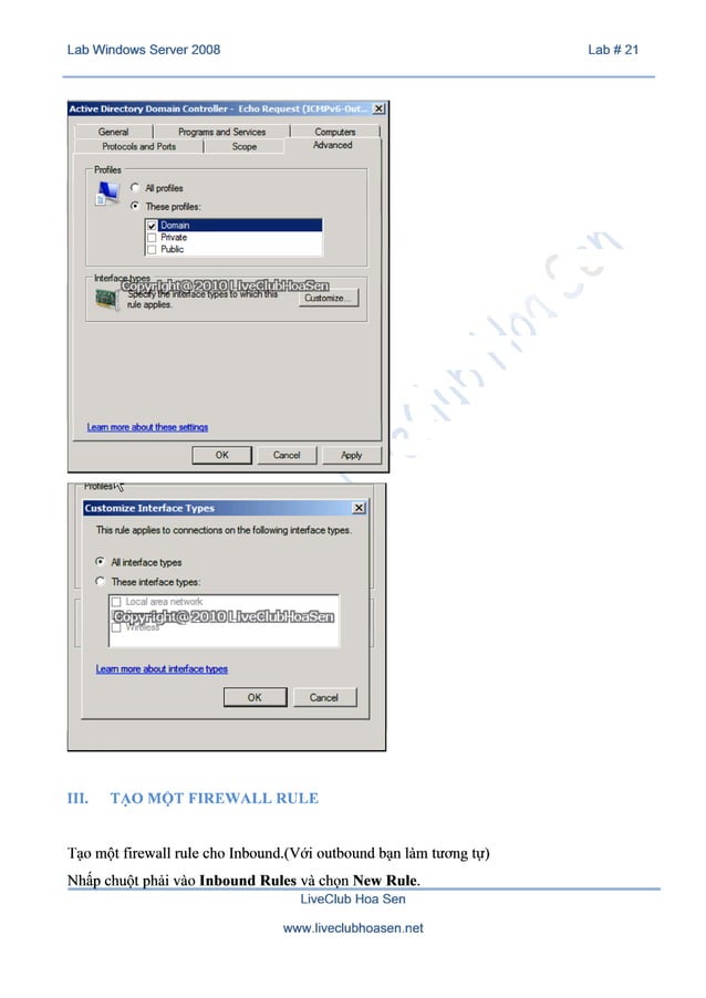 Lab 21 windows firewall with advanced security | PDF
