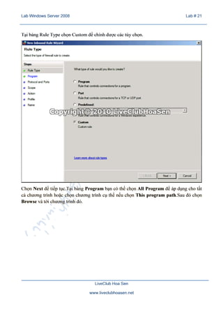 Lab 21 windows firewall with advanced security | PDF