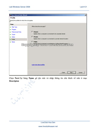 Lab 21 windows firewall with advanced security | PDF