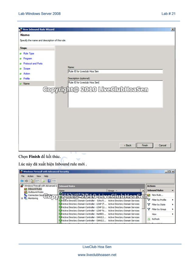 Lab 21 windows firewall with advanced security | PDF