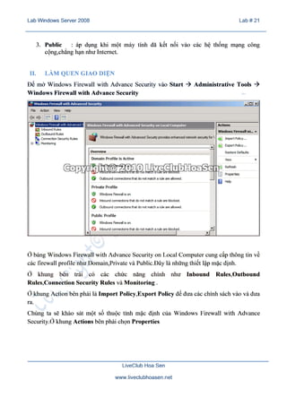 Lab 21 windows firewall with advanced security | PDF
