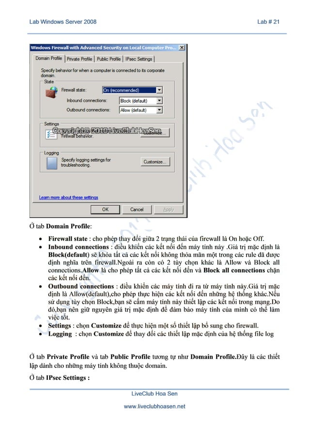 Lab 21 windows firewall with advanced security | PDF