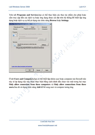 Lab 21 windows firewall with advanced security | PDF