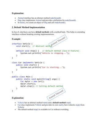 Core Java Interface Concepts for BCA Studetns | PDF