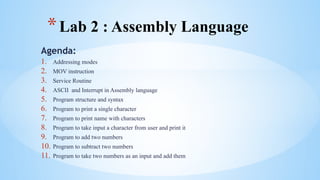 COAL LAB 2 data addressing modes and register | PPT