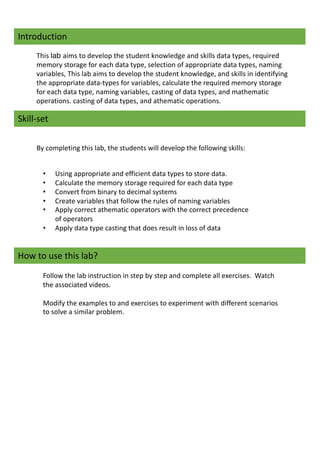 CIS 1403 Lab 2- Data Types and Variables | PDF
