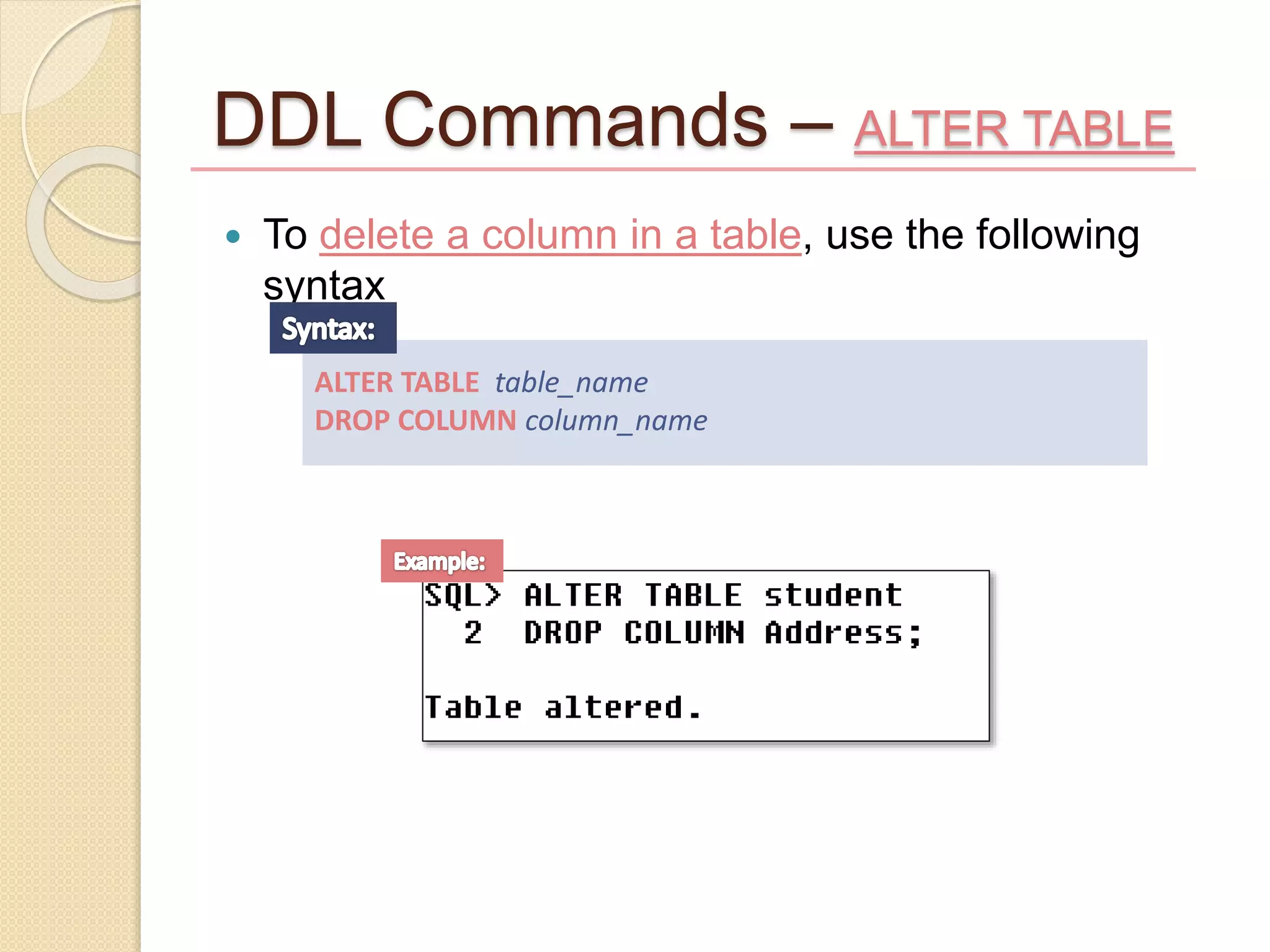 Lab2 Ddl Commands Pptx Databases Computer Software And Applications 1201