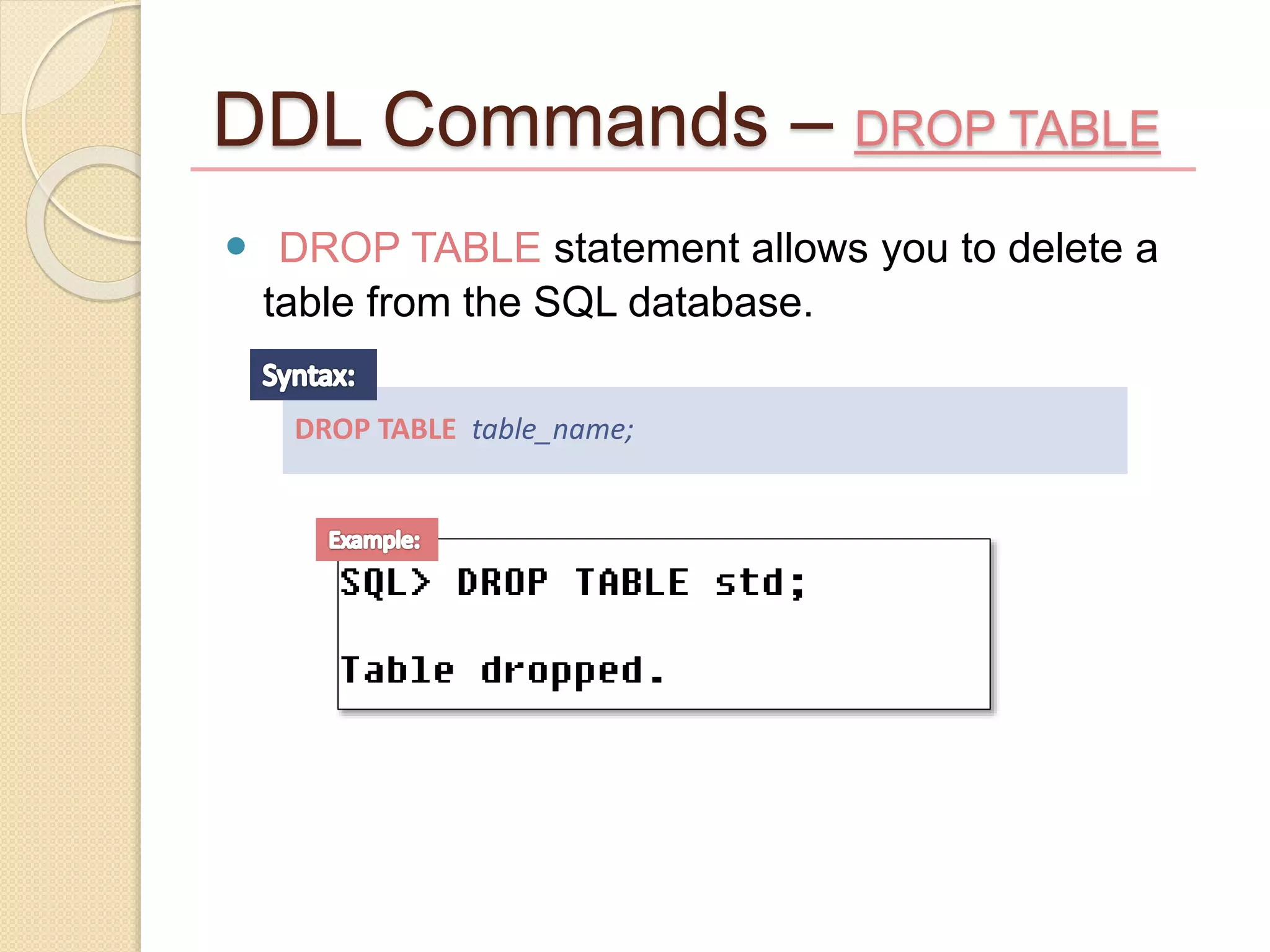 Lab2 Ddl Commands Pptx Databases Computer Software And Applications 2294