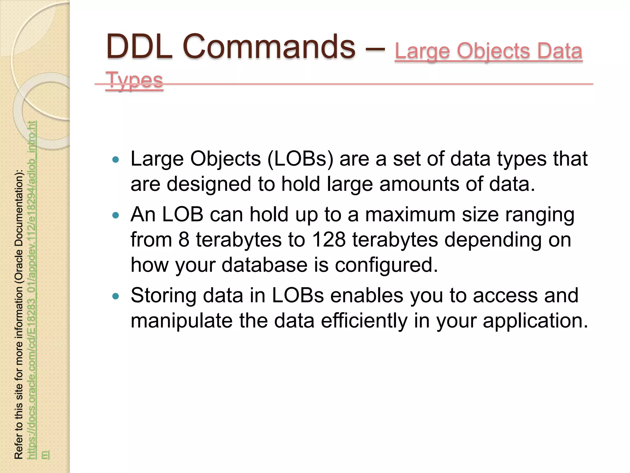 Lab2 ddl commands | PPTX | Databases | Computer Software and Applications