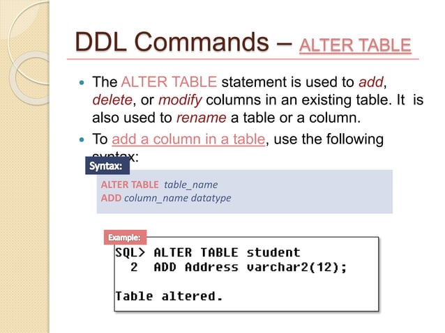 Lab2 ddl commands | PPT