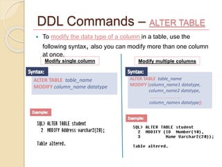 Lab2 ddl commands | PPTX | Databases | Computer Software and Applications