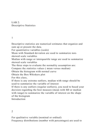 LAB 2 Descriptive Statistics1Descriptive statisti.docx