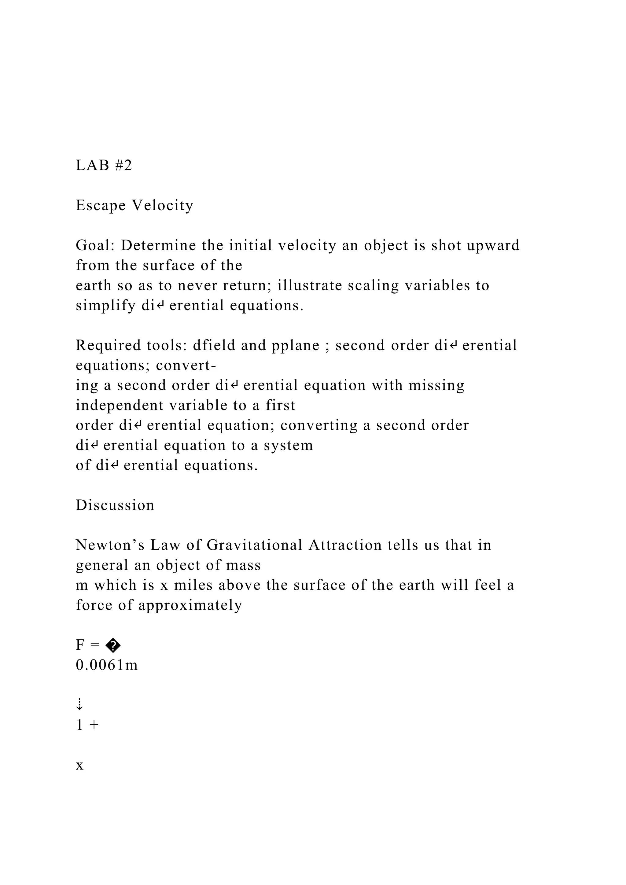 LAB #2Escape VelocityGoal Determine the initial veloc.docx