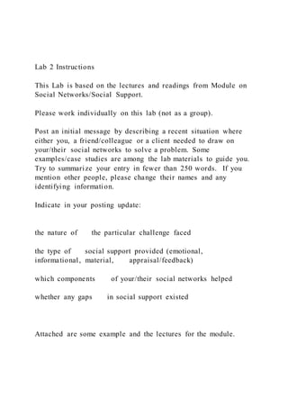 Lab 2 InstructionsThis Lab is based on the lectures and read | PDF