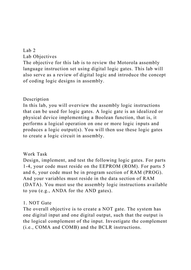 Lab 2Lab ObjectivesThe objective for this lab is to review.docx