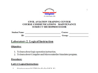 Microprocessor Laboratory 2: Logical instructions | PPT