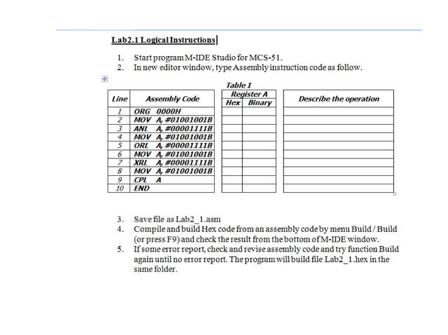 Microprocessor Laboratory 2: Logical instructions | PPT