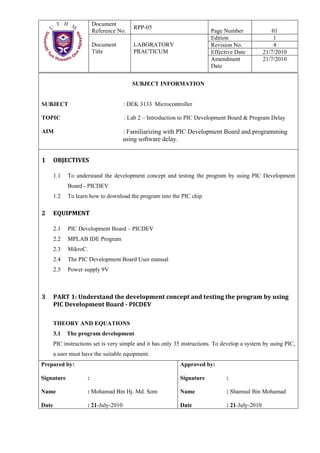 Lab 2 microcontroller | PDF