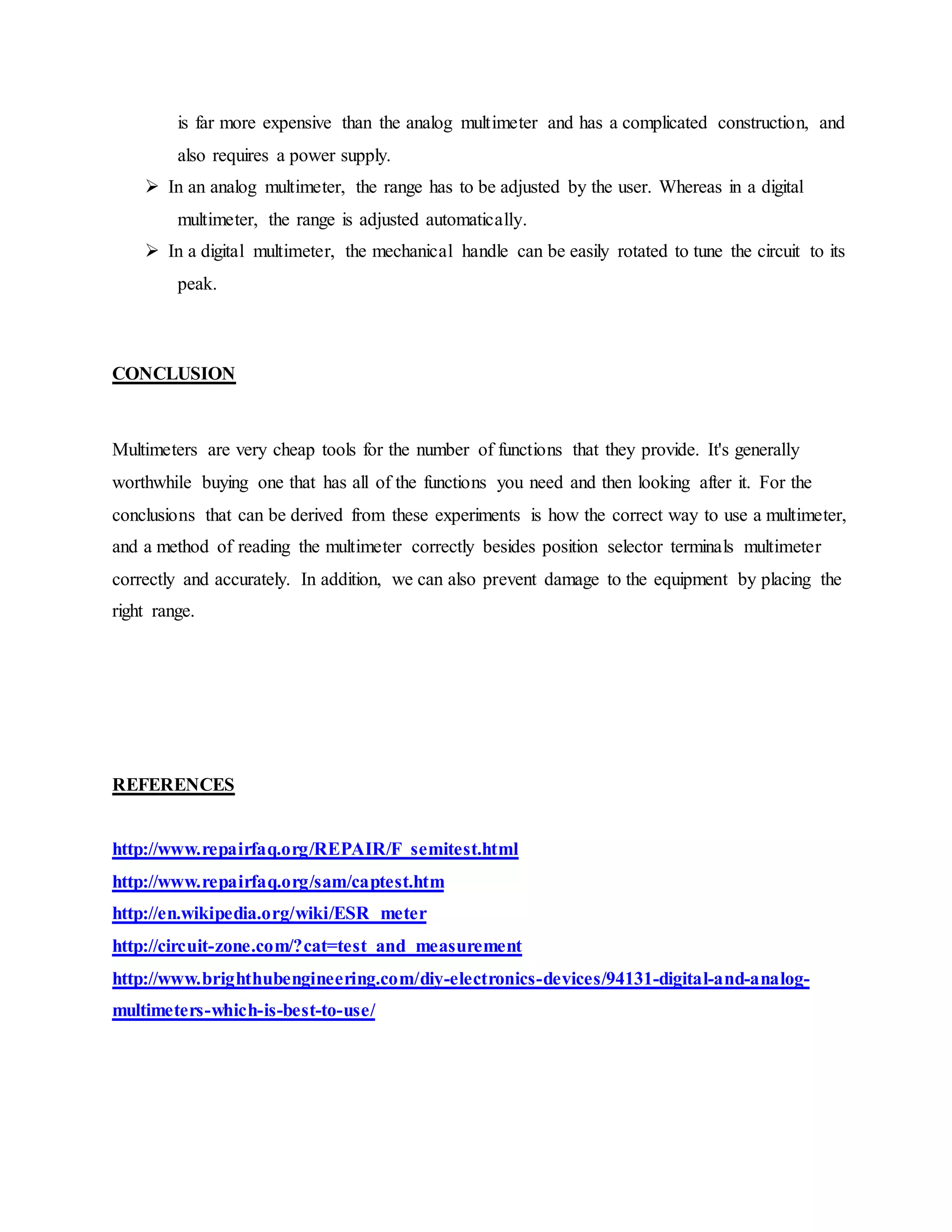 Lab 2 multimeter | DOCX