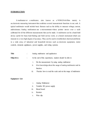 Lab 2 multimeter | DOCX