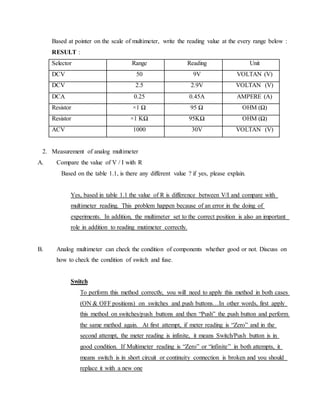 Lab 2 multimeter | DOCX